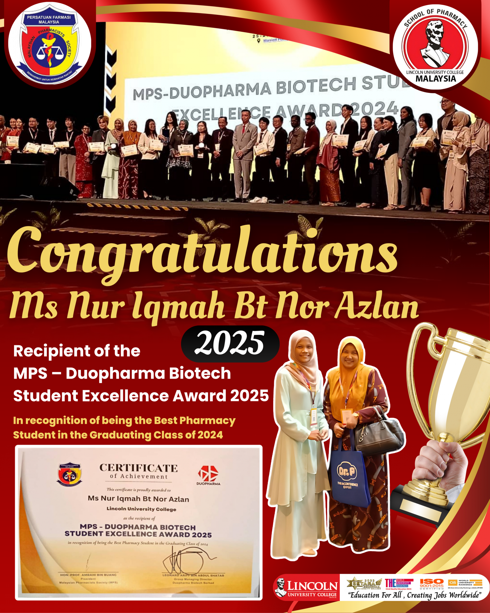 Recipient of the MPS – Duopharma Biotech Student Excellence Award 2025 ...